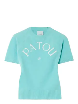 PATOU Patou Jacquard-knit Cotton-blend Sweater Light Blue