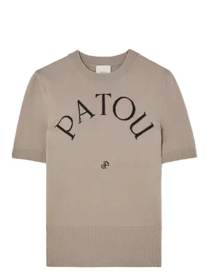 PATOU Patou Jacquard-knit Cotton-blend Sweater Neutrals
