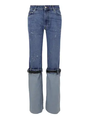 Coperni Hybrid Belted Mid-rise Straight-leg Jeans - Blue
