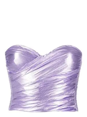 FORTE_FORTE Taffeta Strapless Crop Top - Purple