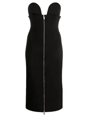 Off-White Strapless Midi Dress - Black