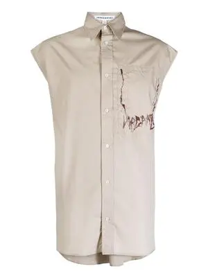 JORDANLUCA Skulls Cotton Shirt - Neutrals