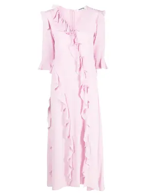 Vivetta Asymmetric Ruffle Maxi Dress - Pink