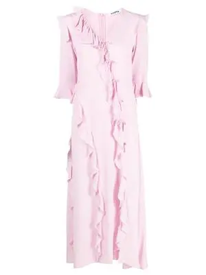 Vivetta Asymmetric Ruffle Maxi Dress - Pink