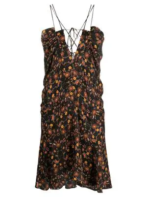 Isabel Marant Floral-print Ruched Dress - Black