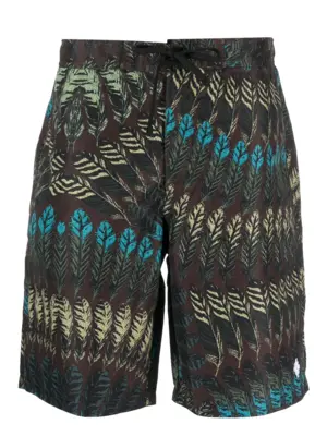 COUNTY OF MILAN Marcelo Burlon Feather-print Swim Shorts - Brown
