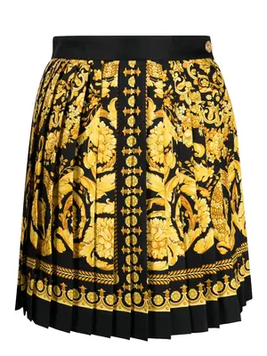 Versace Barocco-print Pleated Skirt - Black
