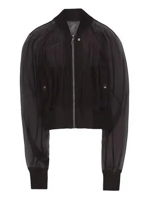 Rick Owens Cropped Silk Bomber Jacket - Black