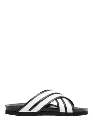Palm Angels Striped Criss-cross Slides - Black