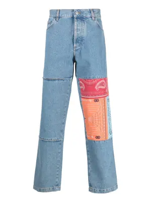 COUNTY OF MILAN Marcelo Burlon Patchwork Straight-leg Jeans - Blue
