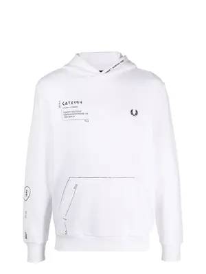 Fred Perry X Gate194 Signature-print Hoodie - White