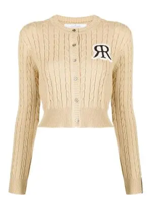 Rokh Logo-patch Cable-knit Cardigan - Neutrals