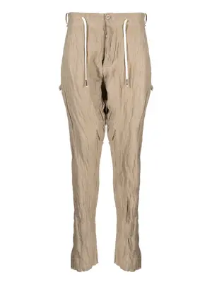 Masnada Crinkled Drawstring Track Pants - Brown