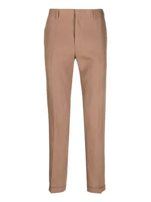 Paul Smith Pressed-crease Linen Trousers - Brown