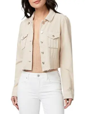Paige Pacey Raw Hem Crop Twill Jacket - Soft Beige