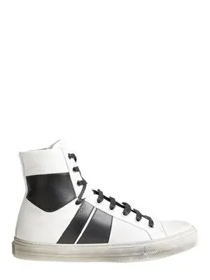 Amiri Sunset Distressed Two-tone High-top Sneakers - White