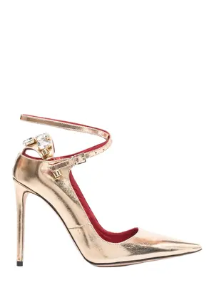HARDOT 115mm Metallic Ankle-strap Pumps - Gold
