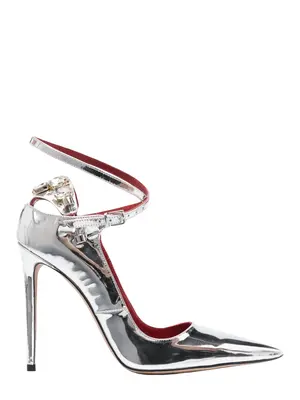 HARDOT 120mm Metallic Leather Pumps - Silver