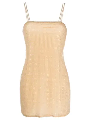 Alexander Wang Embellished Mesh Minidress - Neutrals