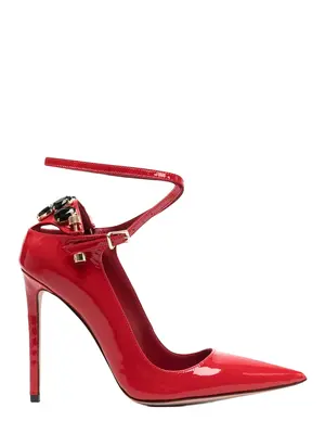 HARDOT 120mm Crystal-embellished Leather Pumps - Red
