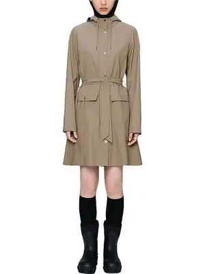 Rains Belted Waterproof Hooded Jacket - Beige