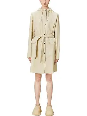 Rains Curve Hooded Belted Waterproof Jacket Dune