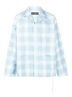 MASTERMIND WORLD Checked Long-sleeve Shirt - Blue