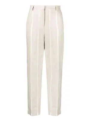 Antonelli Firenze Striped High-waisted Trousers - Neutrals