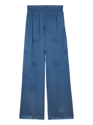 Burberry Logo-jacquard Wide-leg Trousers - Blue