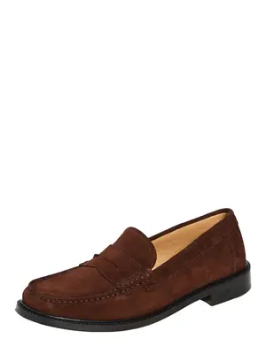 VINNY'S Yardee Moccasin Loafers - Brown Suede