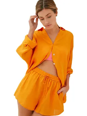L*Space Rio Linen Shorts Orange