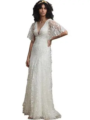 Jenny Yoo Lourdes Lace Wedding Gown With Convertible Sleeves - Light 01