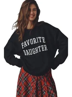 FAVORITE DAUGHTER Cotton Collegiate Pullover - Black & White