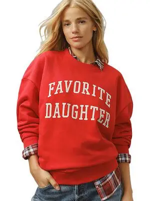 FAVORITE DAUGHTER Cotton Collegiate Pullover - Bright Red