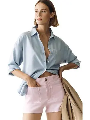 Maeve Colette European Linen Stretch Shorts - Seashell Pink