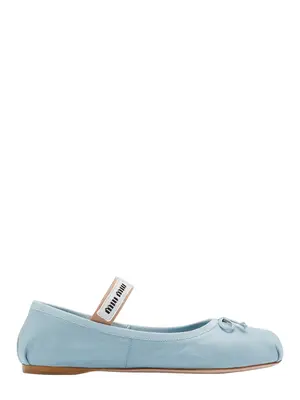 Miu Miu Miu Miu Leather Ballerina Flats Cielo