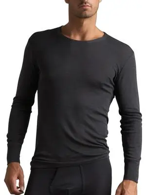 Hanro Woolen Silk Long-sleeve Shirt - Anthracite