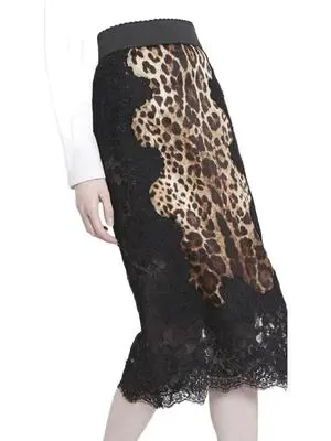 Dolce & Gabbana Lace Midi Skirt - Light Brown