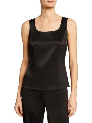 St. John St. John Collection Liquid Satin Tank Top Caviar