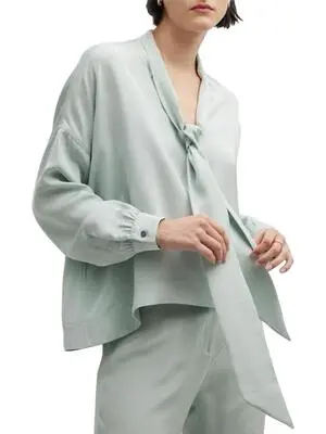 LIBERTINE Neck-tie Boxy Silk Blouse
