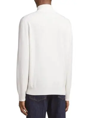 Zegna Men & Apos;s Oasi Cashmere Zip Mock Neck Sweater White