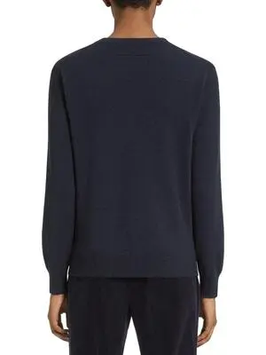 Zegna ZEGNA Cashmere Crewneck Sweater Navy Solid