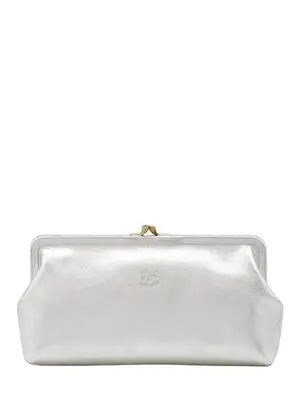 Il Bisonte Il Bisonte Vacchetta Leather Clutch Bag Silver