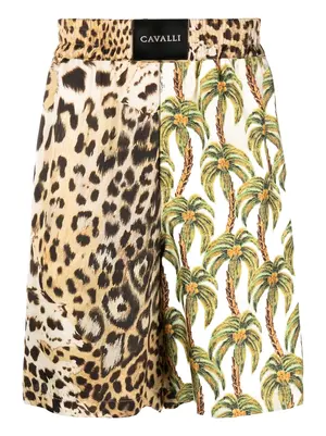 Roberto Cavalli Printed Wide-leg Shorts - Neutrals