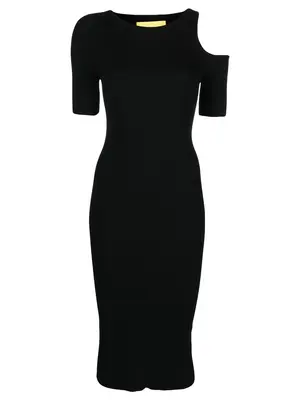 AERON Cut-out Ribbed Knit Midi Dress - Black