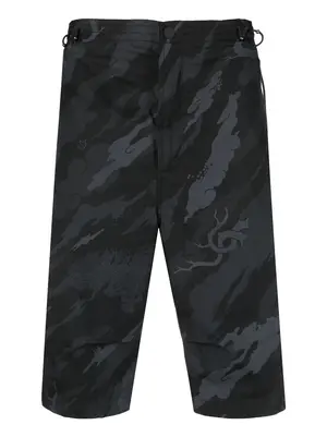 MAHARISHI Camouflage-print Wide Leg Shorts - Black