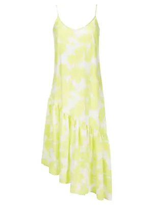 Armani Exchange Abstract-print Asymmetric Dress - Green