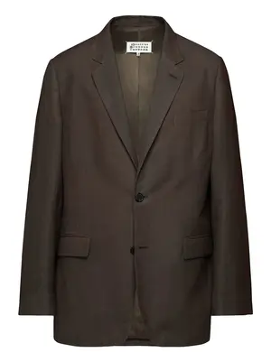 MAISON MARGIELA Single-breasted Wool-linen Blazer - Brown