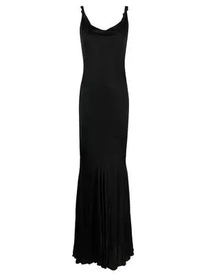 Blumarine Knot-detail Satin Gown - Black