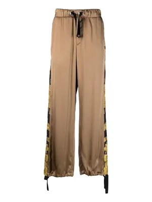 Versace Barocco-print Wide-leg Trousers - Brown